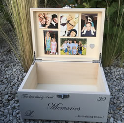 Wooden Keepsake Boxes, Memory Boxes and Clocks personalised by Toril Design